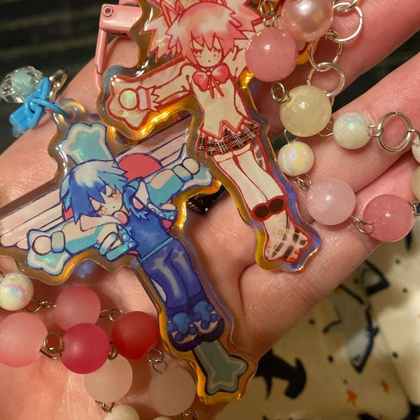 Yaoi & Yuri Jesus Seragaki Aoba + Kaname Madoka Keychain / Rosary (3 ...