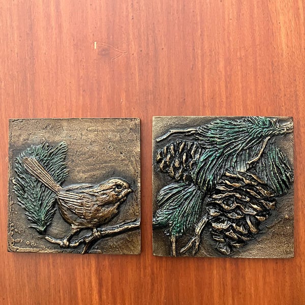 Real Metal- Pine Tree Tile Set - 4x12 Inches Hand Poured in Montana ...