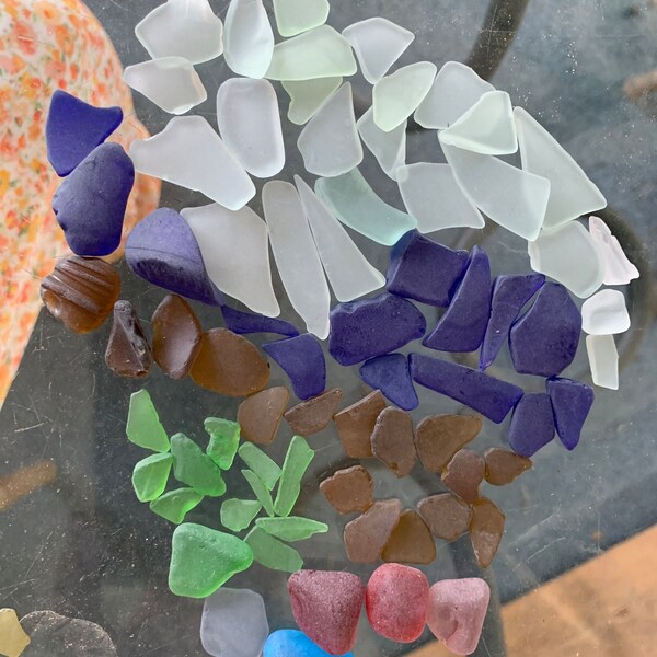 40 Pieces Mixed Sizes of Sea Glass Jewelry Sea Glass Ocean Glass ...
