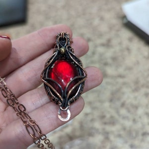 Red Fire Labradorite Pendant Copper Wire Wrapped Pendant Handmade ...
