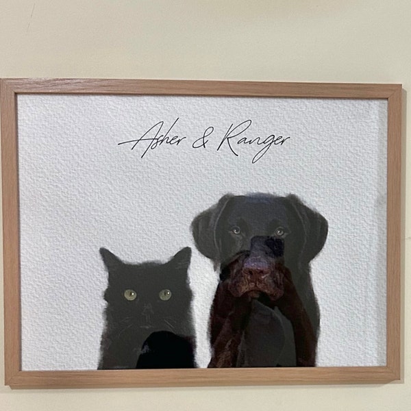 Custom Watercolor Pet Memorial Portraits Using Pet Photo Personalized ...