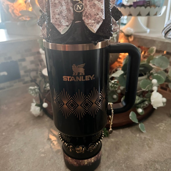 Black and Gold Stanley Cup Initial Charm, Tumbler Charm, Tumbler ...