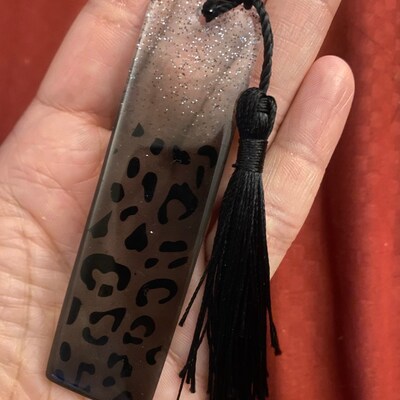 Cheetah Bookmark, Resin Bookmark, Ombre Bookmark With Tassel, Glitter ...