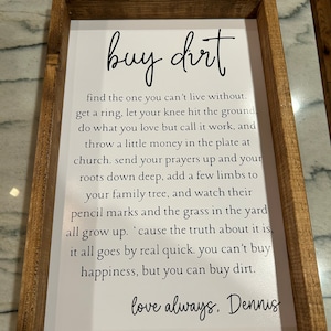 Buy Dirt Framed Sign Song Lyric Sign Country Song Farmhouse Decor Wall ...