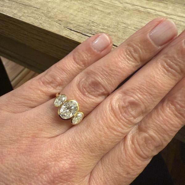 Lozenge Cut Moissanite Diamond Wedding Ring 2.50 Ct Bezel Set Lozenge ...