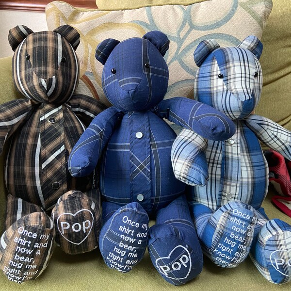 Memory Bear/shirt Bear/keepsake Bear/memorial Bear/memory Stuffed ...