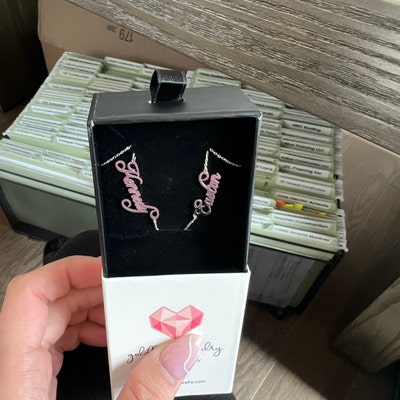 14k Solid Gold Two Name Necklace , Gold Name Necklace , Personalized ...