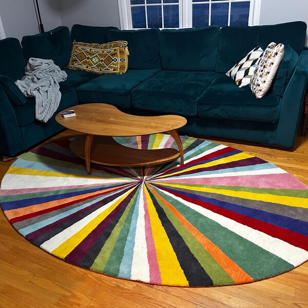 Hand Tufted Sixties Stem Area Rug 100% Woolen Large Area Rug Orange ...