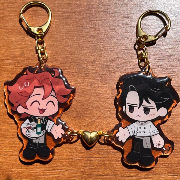 Rody and Vincent Heart Magnet Keychain Set | Dead Plate 6.5 Cm Double ...