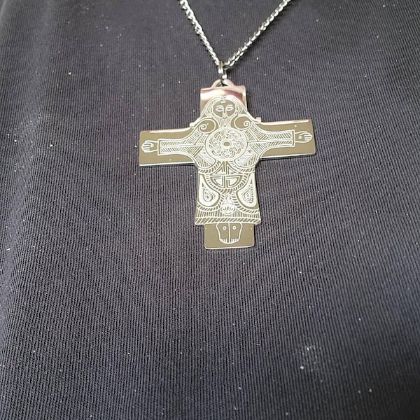 Large Ethiopian Coptic Cross, Etched in Stainless Steel on Chain | Sts ...