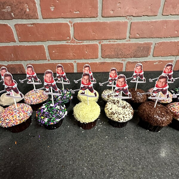 Hockey Custom Face Cupcake Toppers, Hockey Goalie , Hockey Tournament ...