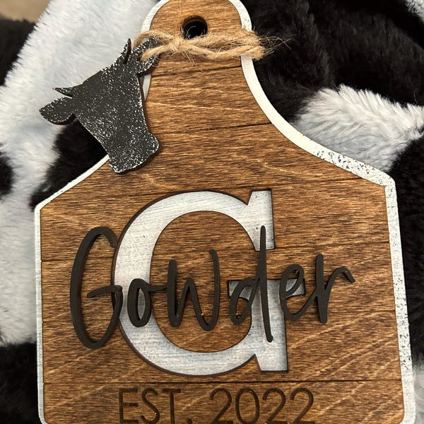 Personalized Cow Tag, Decorative Board, Cow Decor, Personalized Cow ...