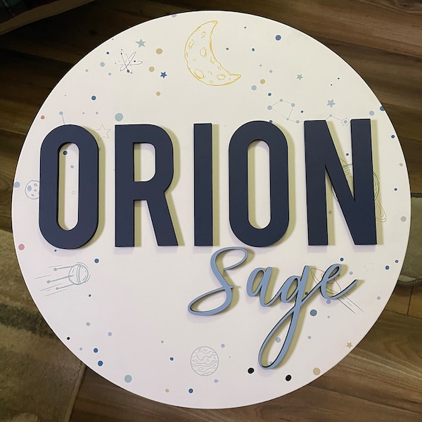 Outer Space Name Sign | Personalized | Baby Name Sign | Wood Sign ...