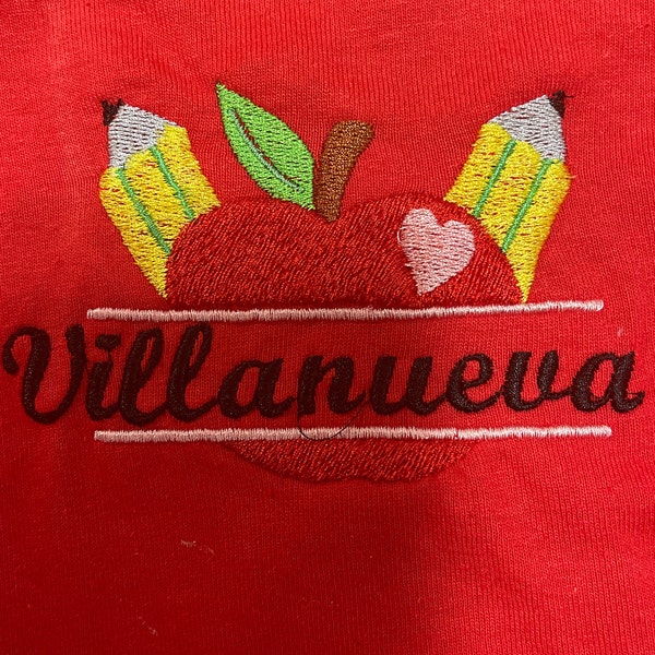 APPLE FOR TEACHER Monogram Split Frame Machine Embroidery Design Filled ...