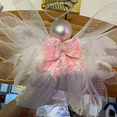 Deco Mesh Angel Tree Topper Ornament Silver Wreath Elegant - Etsy