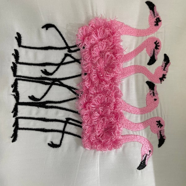 6 Fringed Fluffy Chenille Flamingos, Flock of 6 Flamingos Machine ...