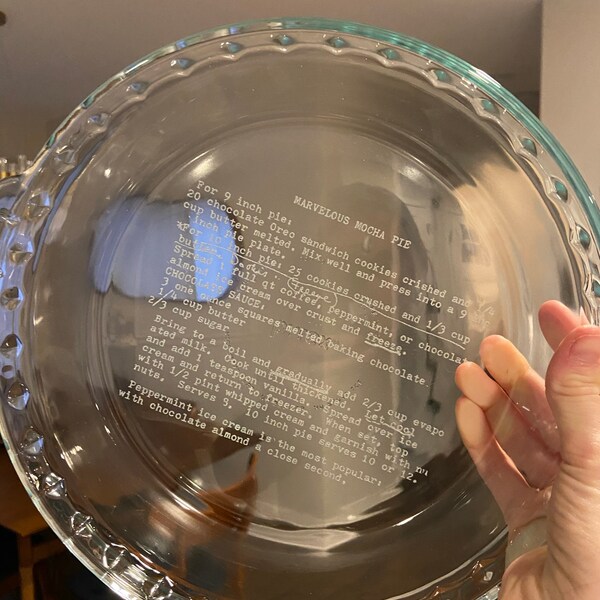 Transform HANDWRITTEN RECIPE Into an Engraved Pie Plate - Family ...