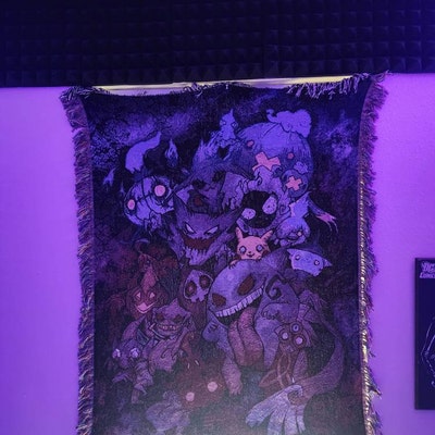 Anime Hand Woven Blanket Ghost Pokemon Tapestry Throw Gengar Poison - Etsy