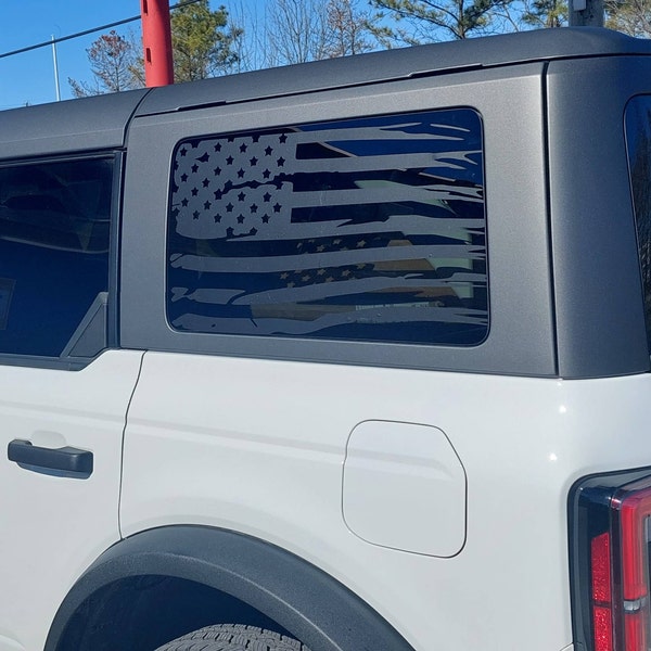 Distressed American Flag Rear Window Decals Fit Ford Bronco 6g Hardtop ...