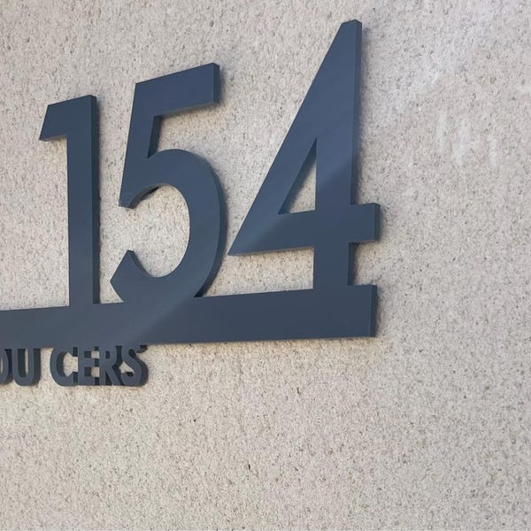 Modern House Numbers Hidden Fixings Floating House Numbers Black Silver ...