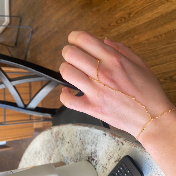 Beaded Hand Chain Bracelet by Caitlyn Minimalist Beaded Hand Jewelry ...
