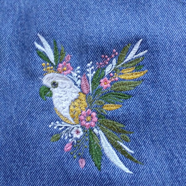 Floral Parrot Embroidery Design, Bird Embroidery Design, Parrot Pattern ...