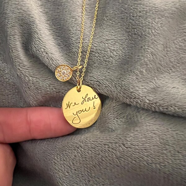 Engraved Handwriting Jewelry, Handwriting Necklace for Mom, Present for ...