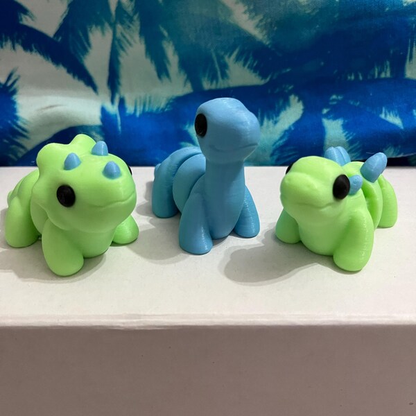 Candy Corn Baby Dinosaur Fidget Toys 3-pack With Egg – 3D Printed Articulated Triceratops ...