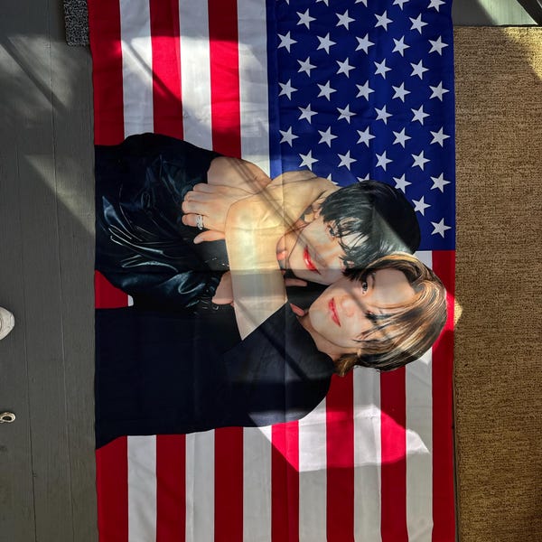 Sana TWICE USA Flag Bunnie KPOP American Flag Tiktok Meme Trendy Room Tapestry Fanmade Subtle ...