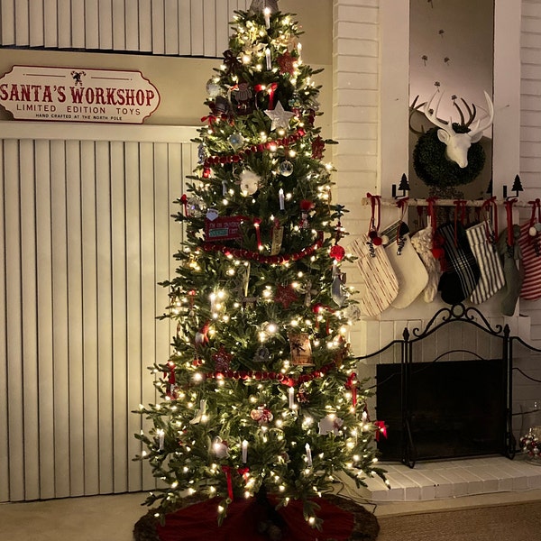 White Wood Star Christmas Tree Topper Decoration 12” Star Tree Topper ...