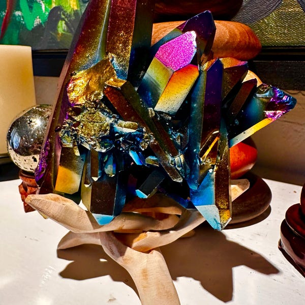 Natural Titanium Rainbow Cluster Quartz VUG Cluster Crystal Raw Rock ...