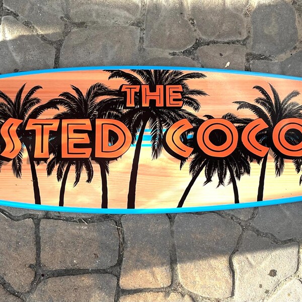 Large Outdoor Shower Custom Surfboard Wall Art Signs, Tropical Design ...