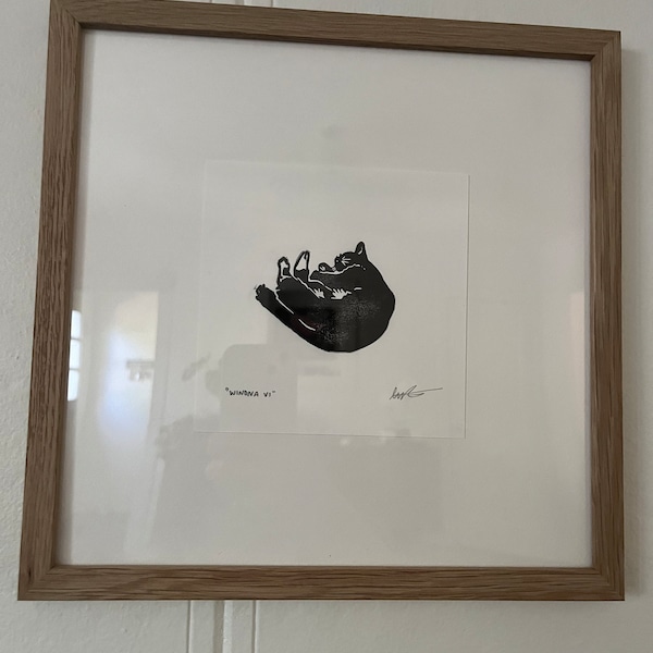 Black Cat Mini Linocut Print || Original Handprinted Kitty Lover Block ...