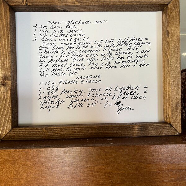 Handwritten Recipe Custom Wood Framed Printed Family Kitchen Sign - Etsy
