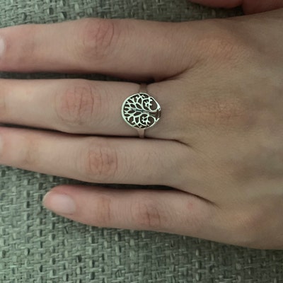 Sterling Silver Small Tree of Life Ring, Leaf Ring, Tree Ring, Fortune ...