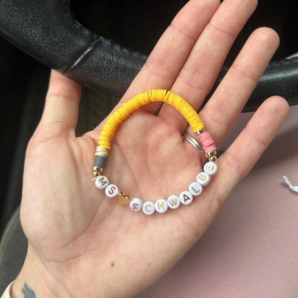 Teach Bracelet Teacher Bracelets/teacher Gifts/ Pencil Bracelet/heishi Bracelets/ Name Bracelet ...