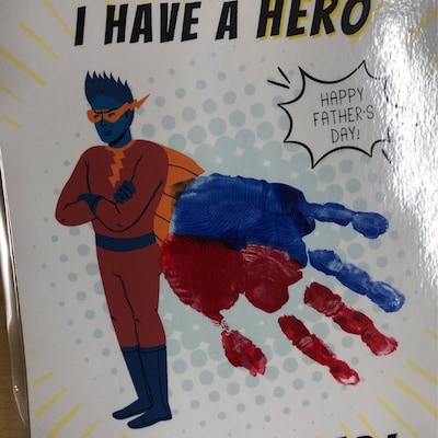 Father's Day Gift From Son, Super Dad Hero Card, Superhero Handprint ...