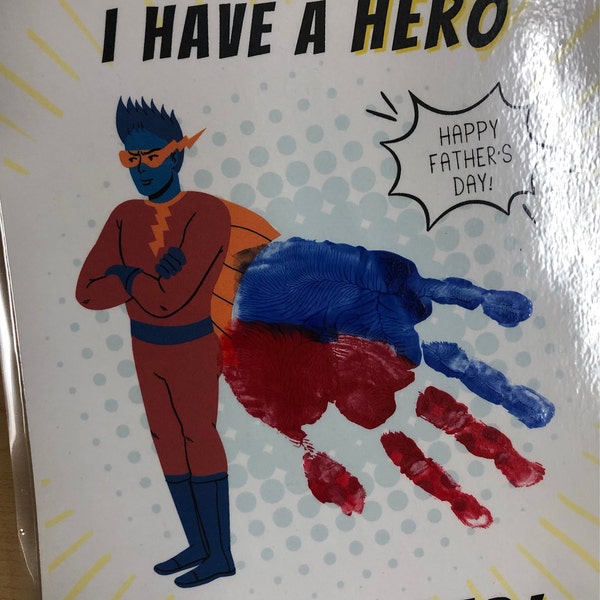 Father's Day Gift From Son, Super Dad Hero Card, Superhero Handprint ...