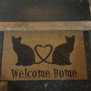 Welcome Home Sitting Cat Cute Black Cat Doormat Welcome Mat Funny Door ...