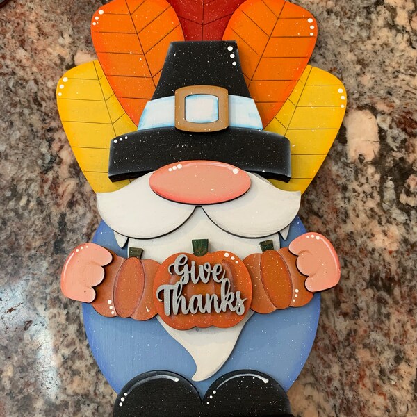 Thanksgiving Turkey Gnome Shelf Sitter, DIY Kit or Hand-painted, Turkey ...