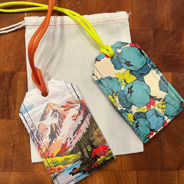 Handmade Leather Luggage Tag: Mountain Scene Travel Accessory - Etsy