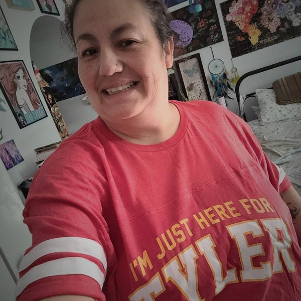 I'm Just Here for Tyler Hynes Striped T-shirt Holiday Touchdown ...