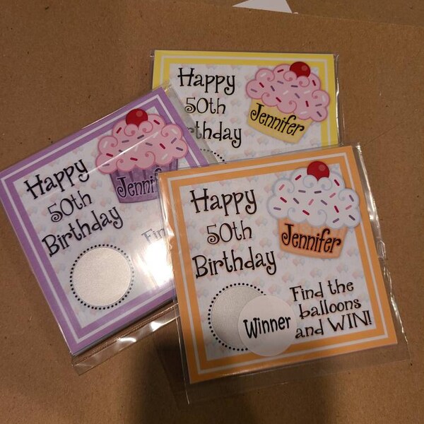Happy Birthday Scratch off Cards Birthday Party Game Cards Party ...