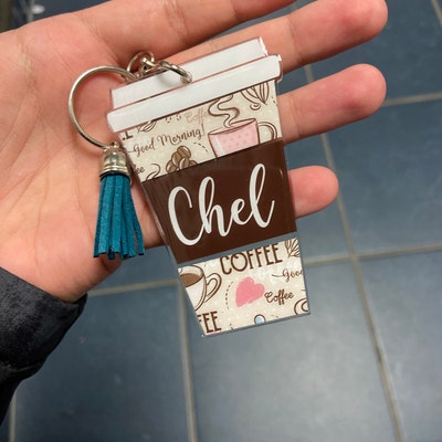 COFFEE KEYCHAIN Coffee Lovers Personalized Keychain Gift for Her Custom ...