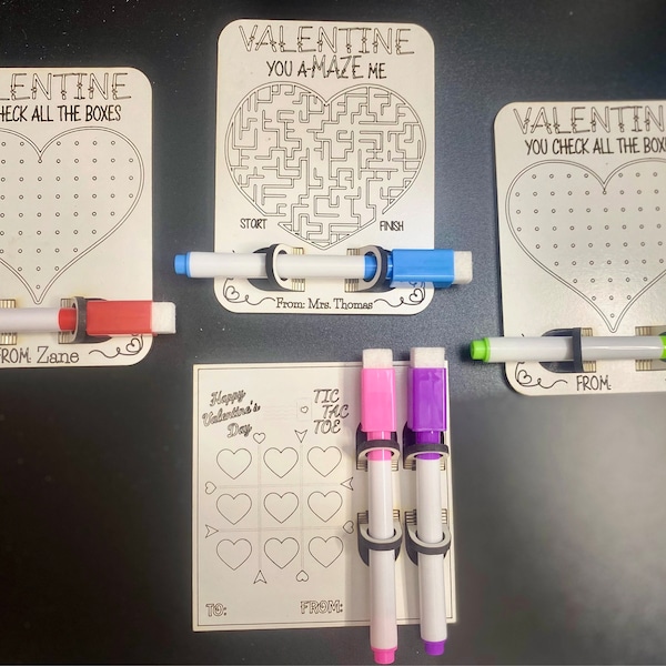 Cute Acrylic Valentine Activity Dry Erase Crayon Holder Card Laser Cut ...