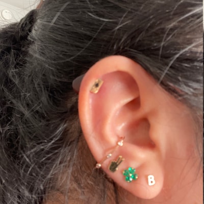 14K Solid Gold Finger Sign and Hand Gesture Barbell Piercing, 22G, 6mm ...