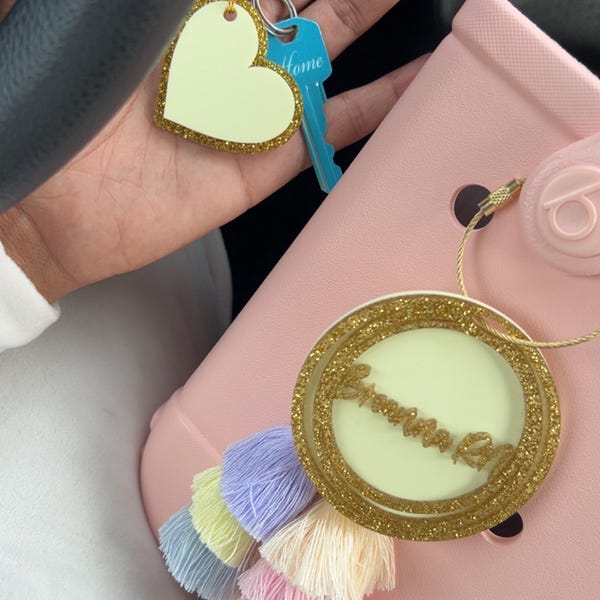 Varsity Letter Keychain With Mini Ombre Tassel | Initial Zipper Pull ...