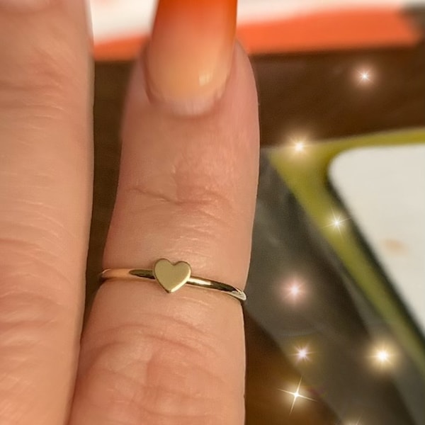 Tiny Solid Gold Heart Ring, Love Ring, 9K 14K 18K Gold Ring, Yellow ...