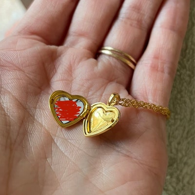 Initial Heart Photo Locket Necklace by Caitlyn Minimalist Engraved ...