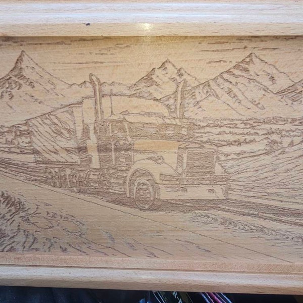 Truck Cremation Urn, Trucker's Wooden Funeral Urn, Truck Driver's ...